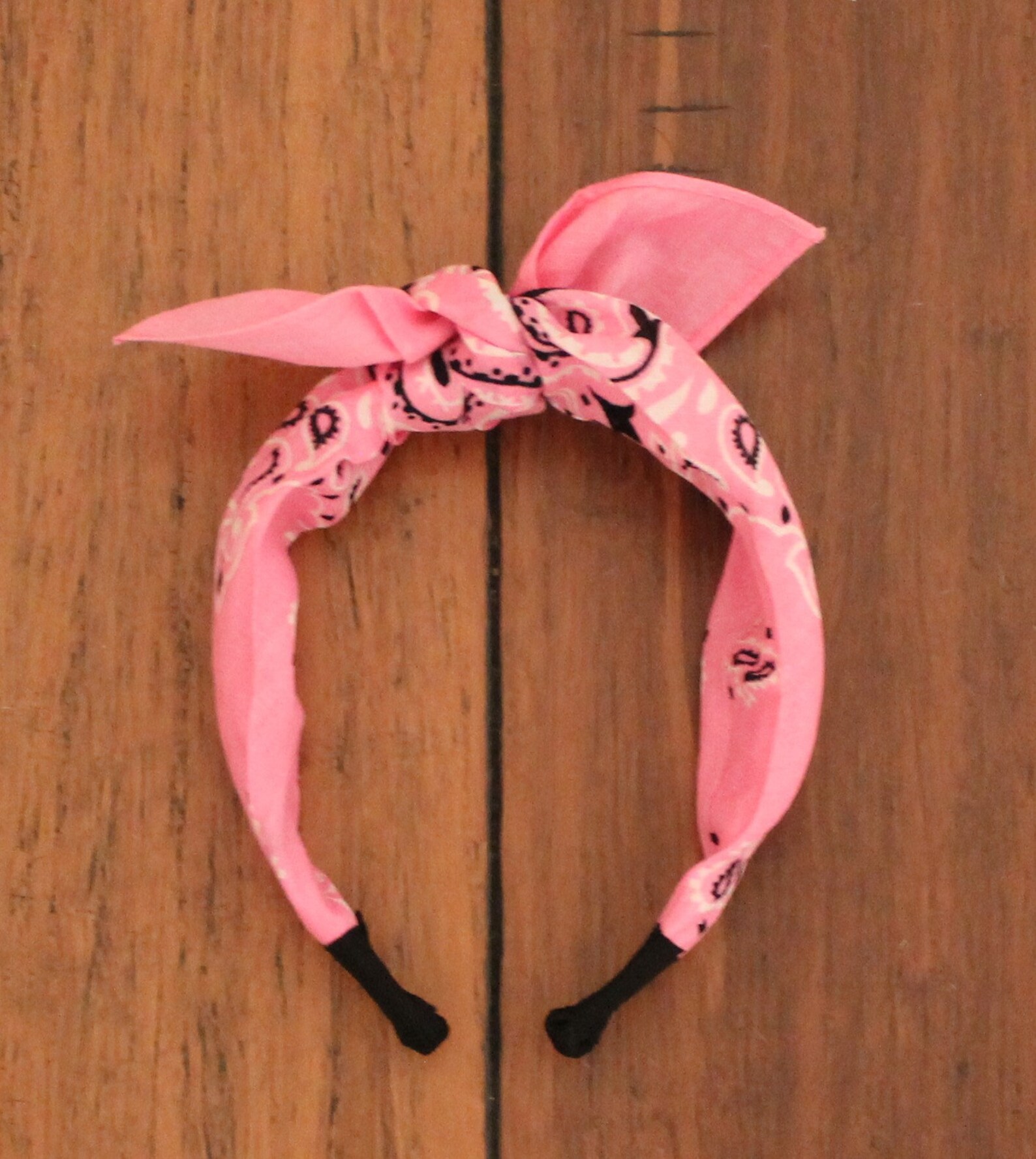 Pink Bandana Knot Tie Headband | Etsy