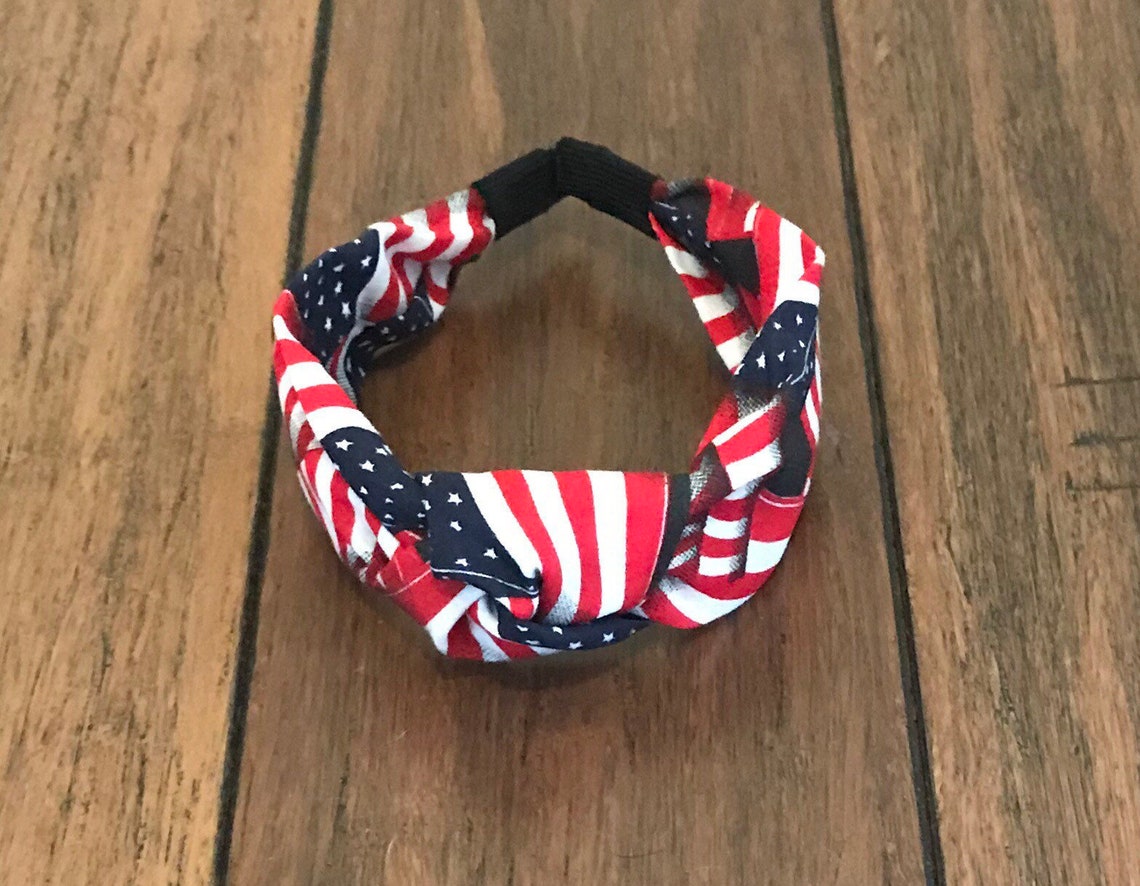 American Flag Top Knot Bandana Headband - Etsy