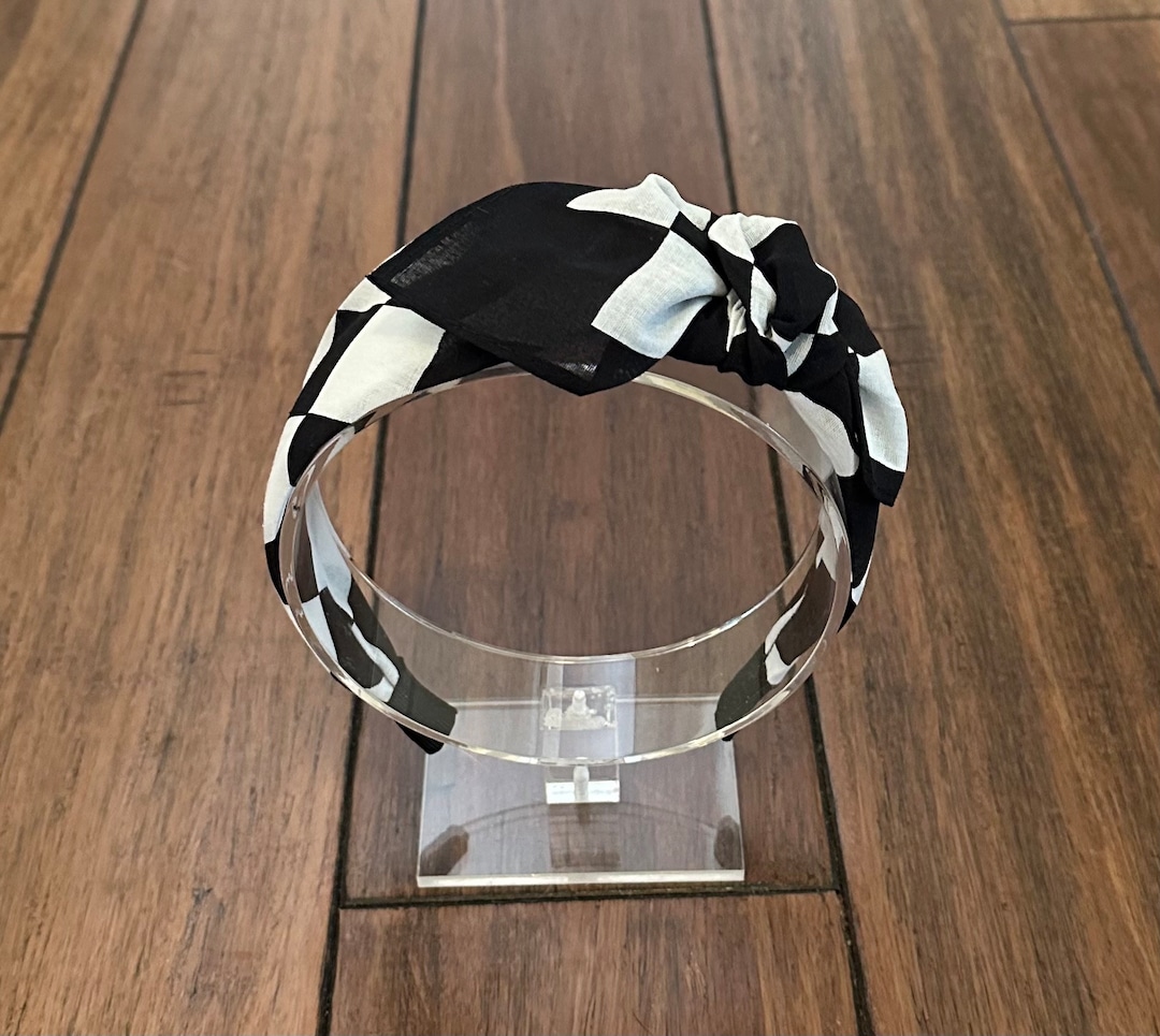 Checkerboard Bandana Knot Tie Headband - Etsy