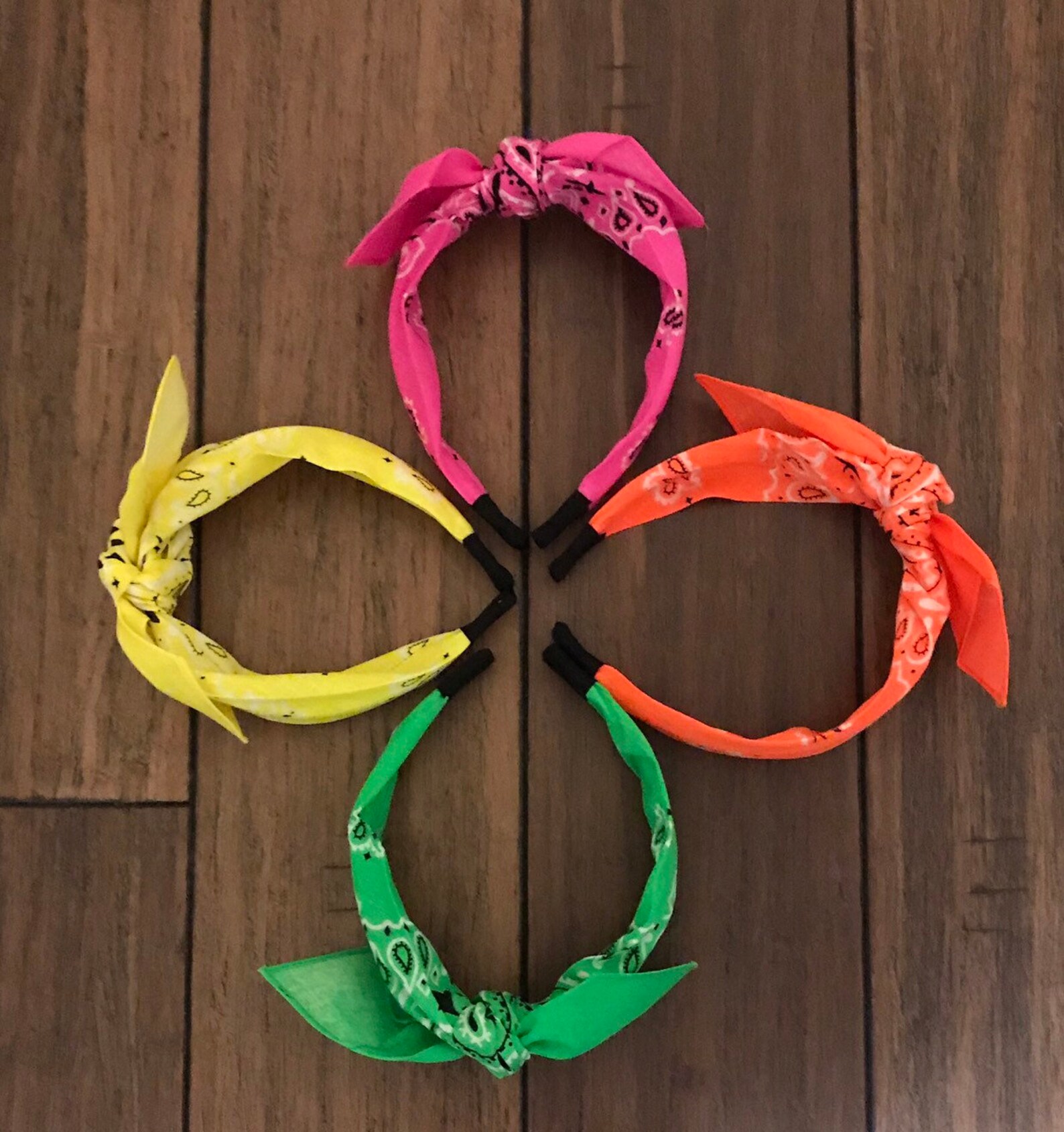 Neon Bandana Knot Tie Headband - Etsy