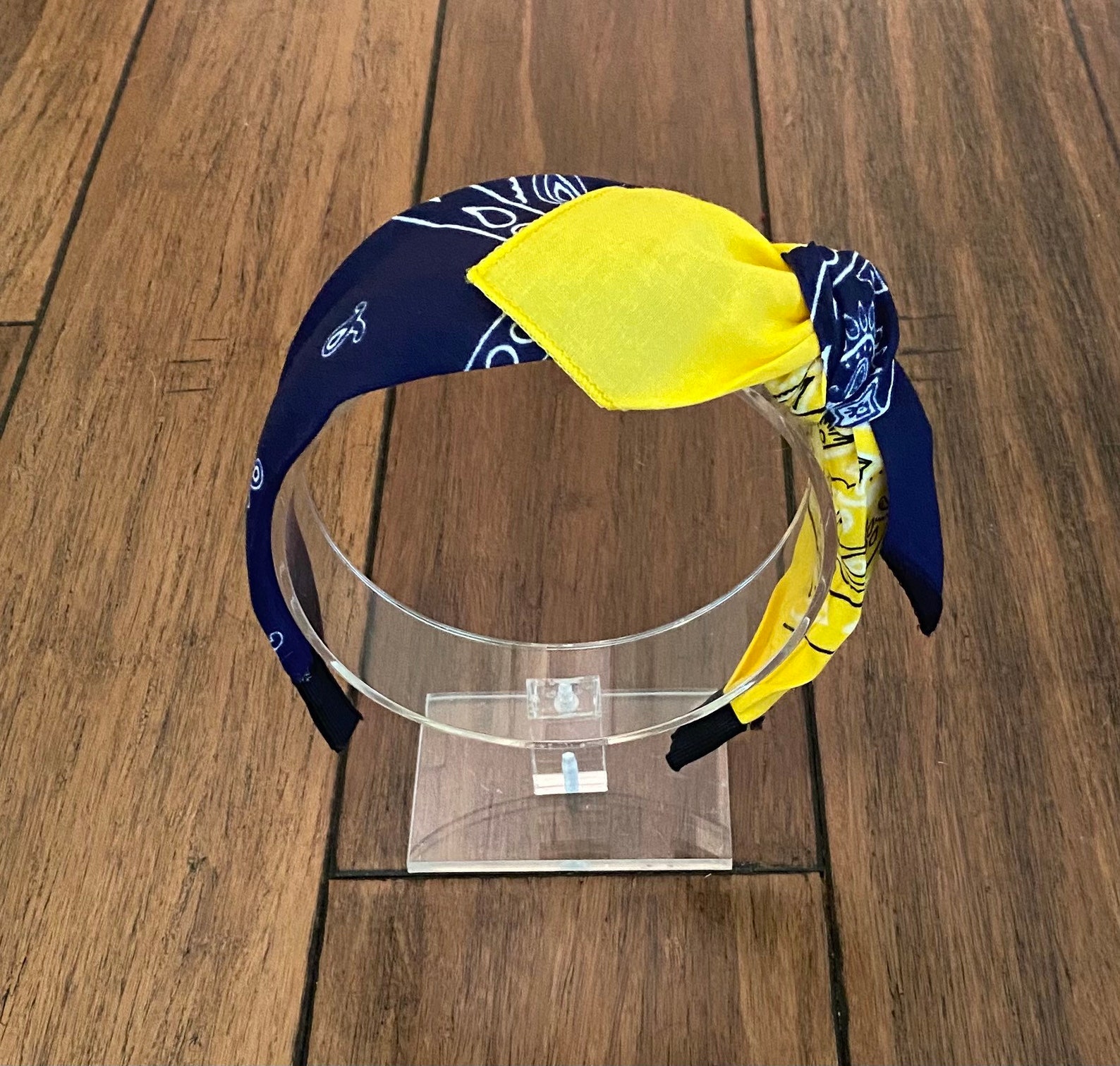 Blue & Gold Bandana Knot Tie Headband - Etsy