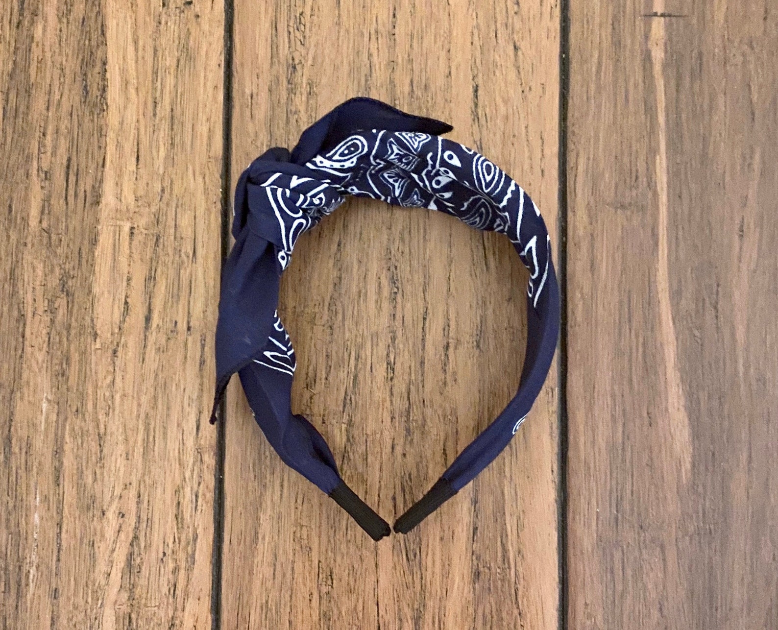 Navy Bandana Knot Tie Headband | Etsy
