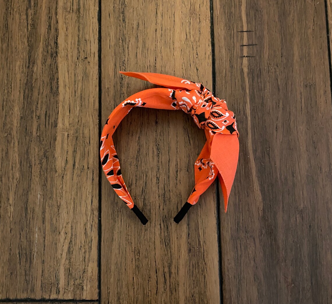 Coral Bandana Knot Tie Headband - Etsy