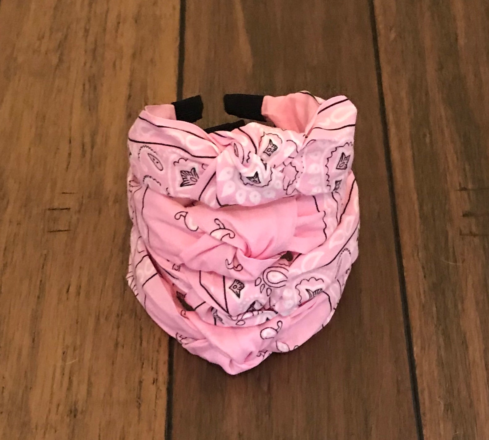 Light Pink Bandana Knot Tie Headband | Etsy