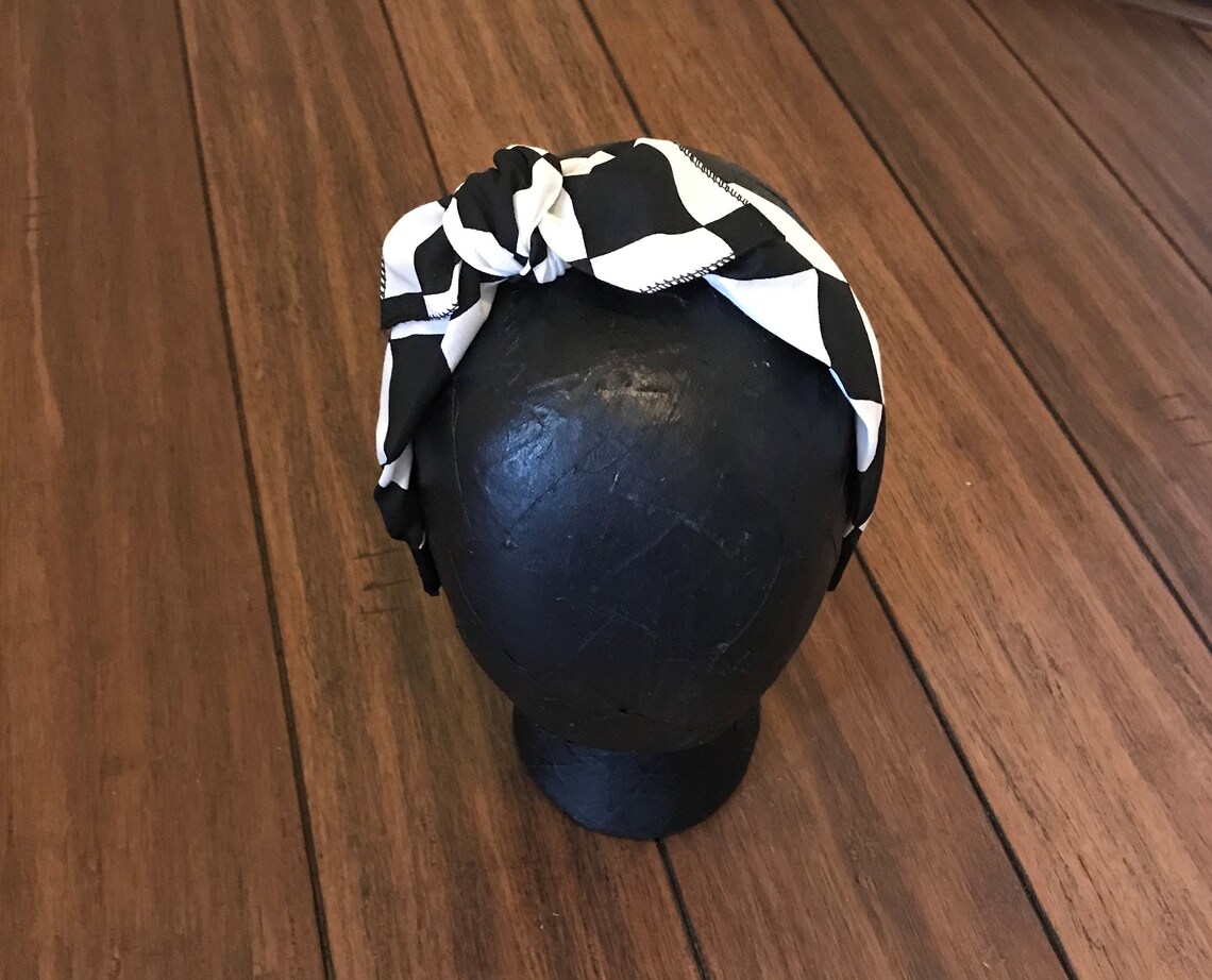 Checkerboard Bandana Top Knot Headband | Etsy