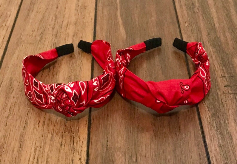 Red Top Knot Bandana Headband - Etsy