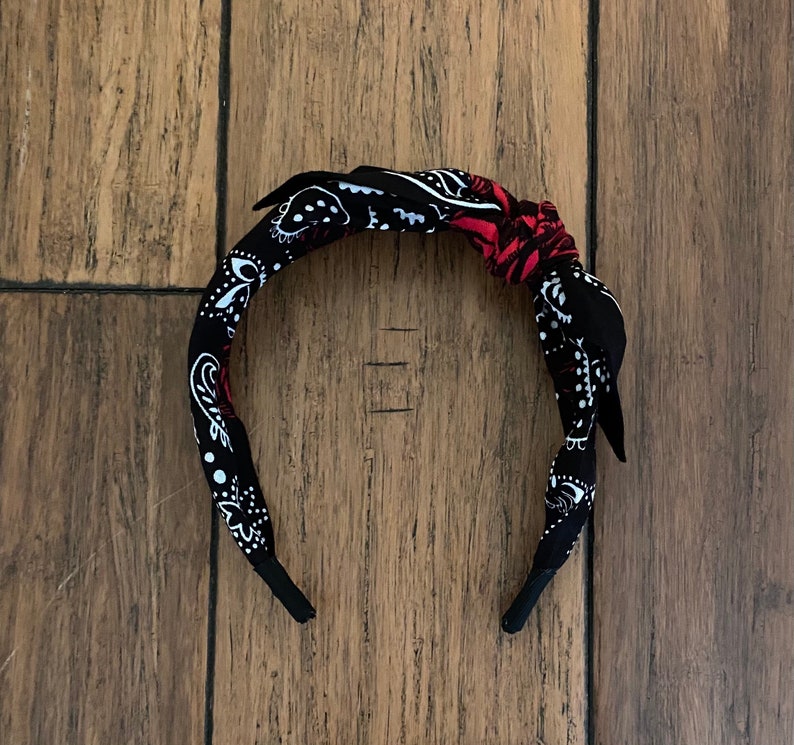 Rose Rockstar Bandana Knot Tie Headband - Etsy
