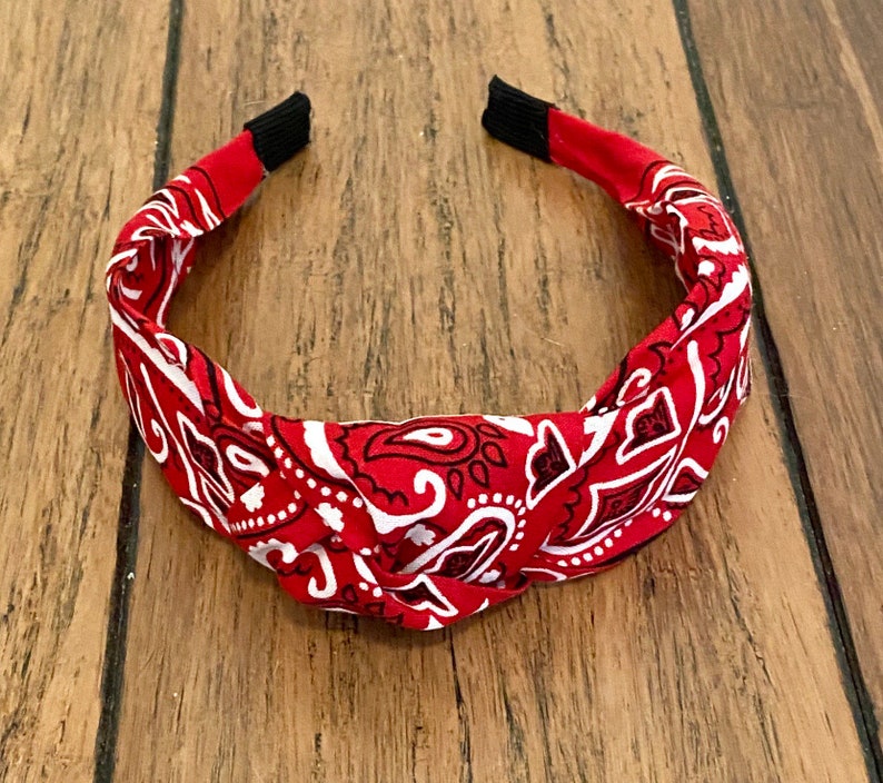 Red Top Knot Bandana Headband - Etsy