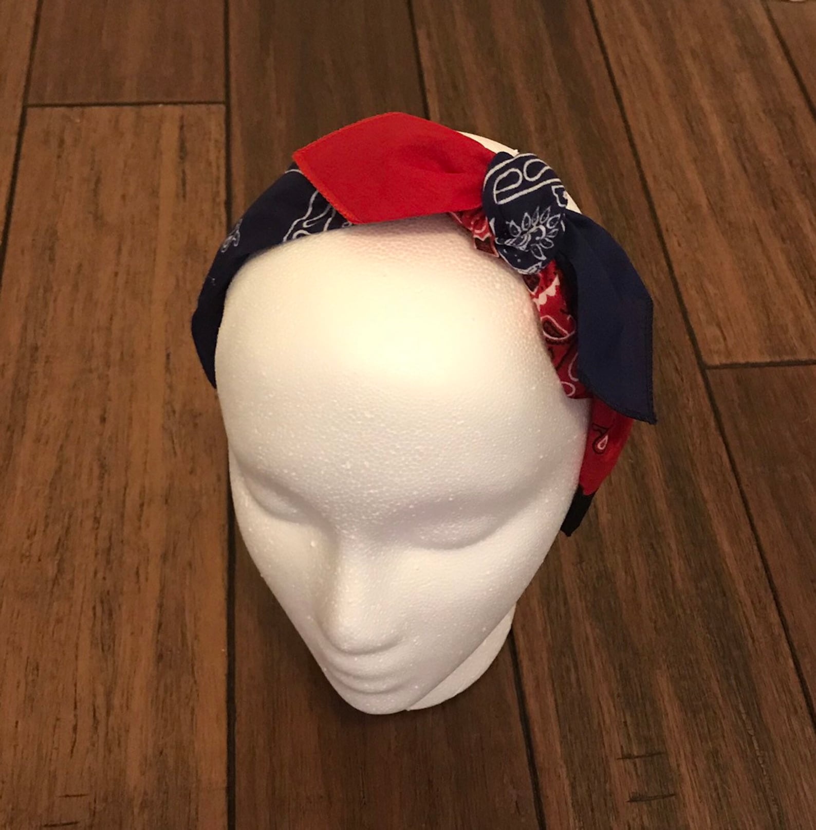 Red & Blue Bandana Knot Tie Headband - Etsy