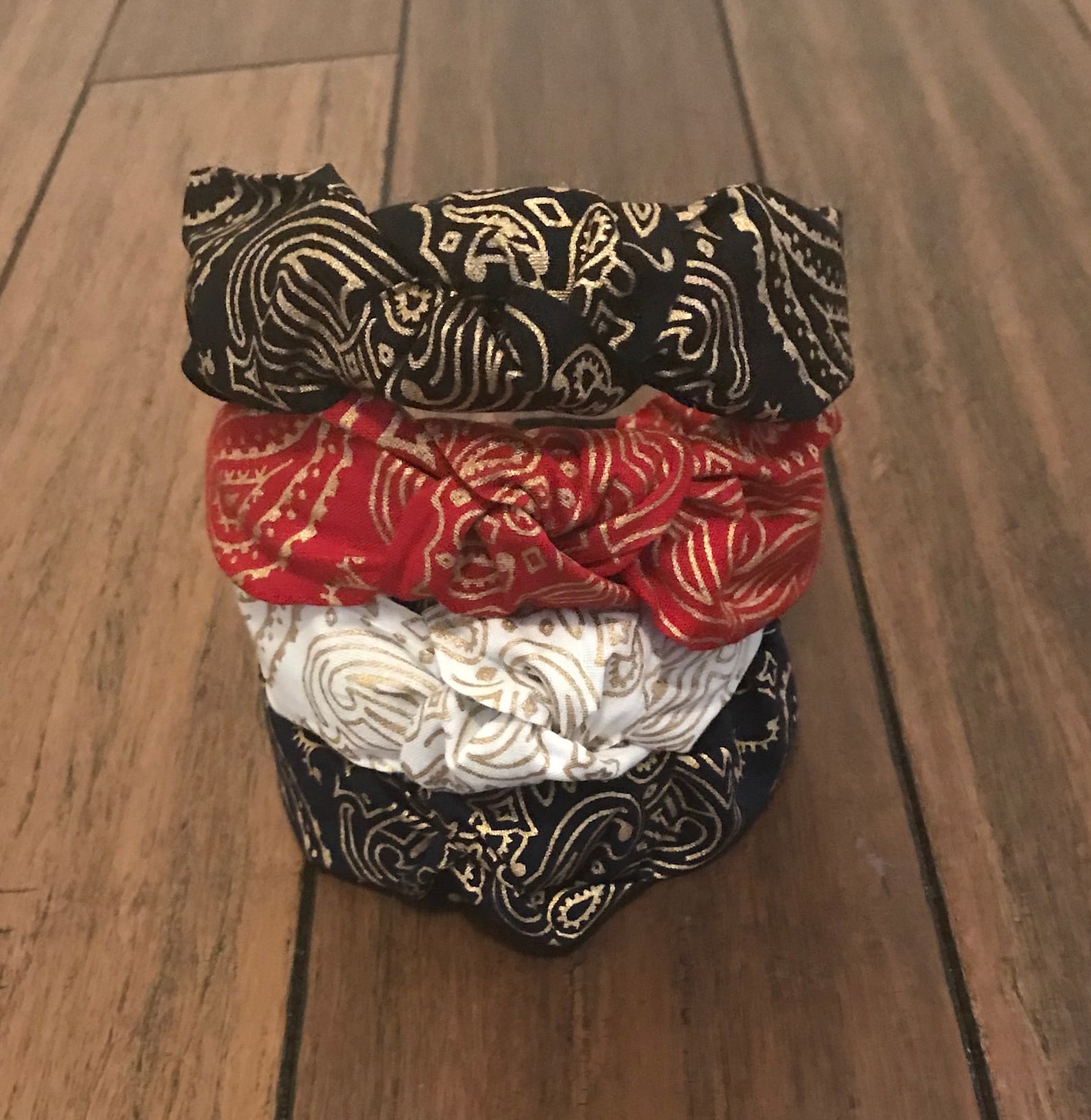 Gold Metallic Bandana Knot Tie Headband - Etsy