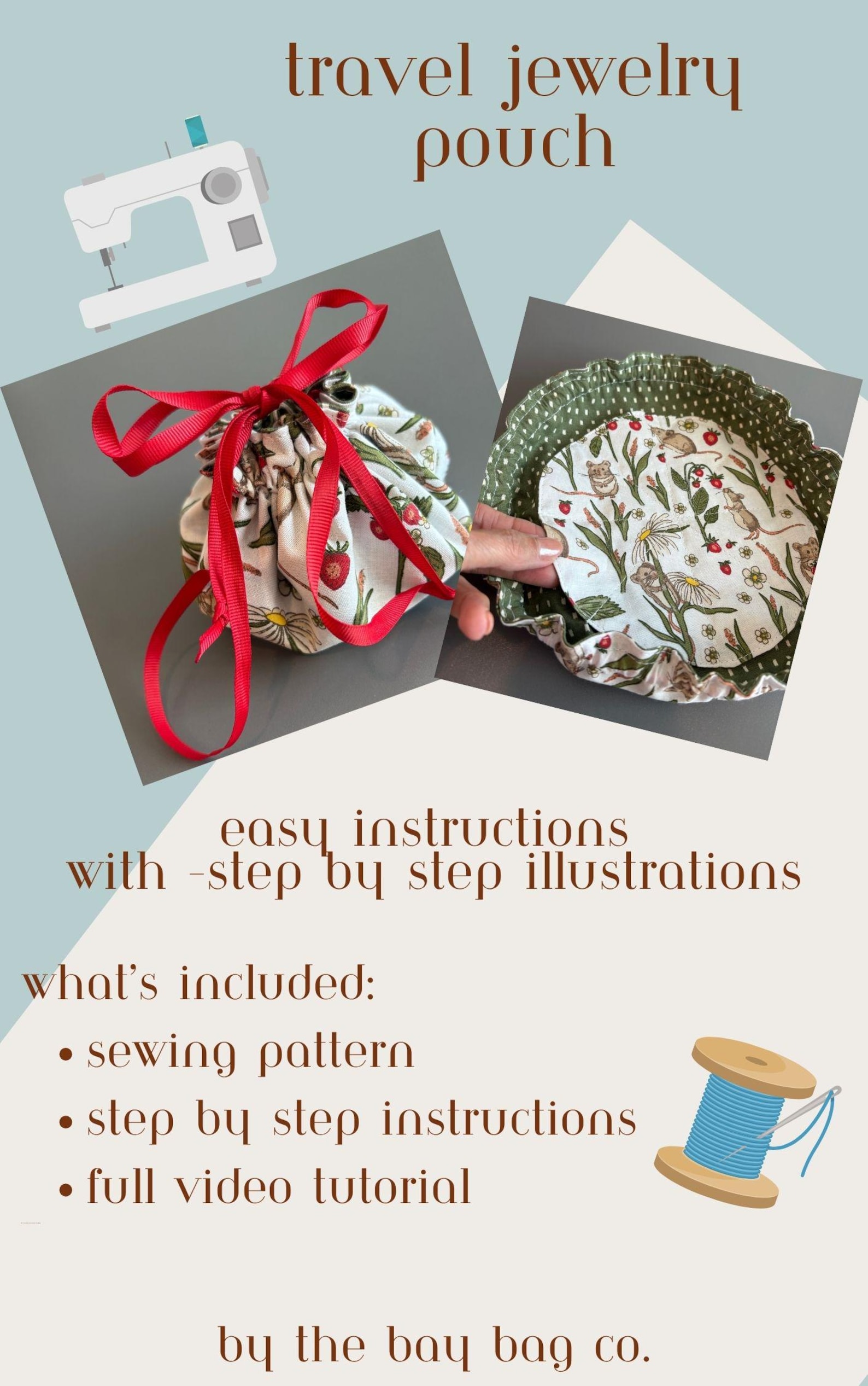 Travel Jewelry Pouch Sewing Pattern- Easy Beginner Friendly Tutorial - Etsy