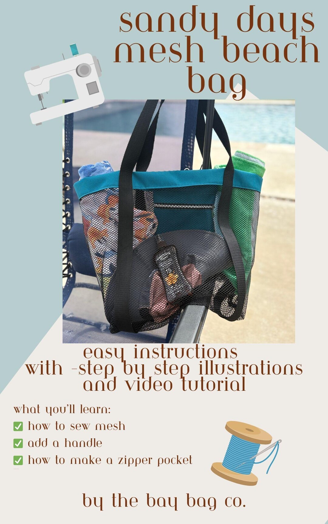 Sandy Days Mesh Beach Bag Sewing Pattern Tutorial - Etsy