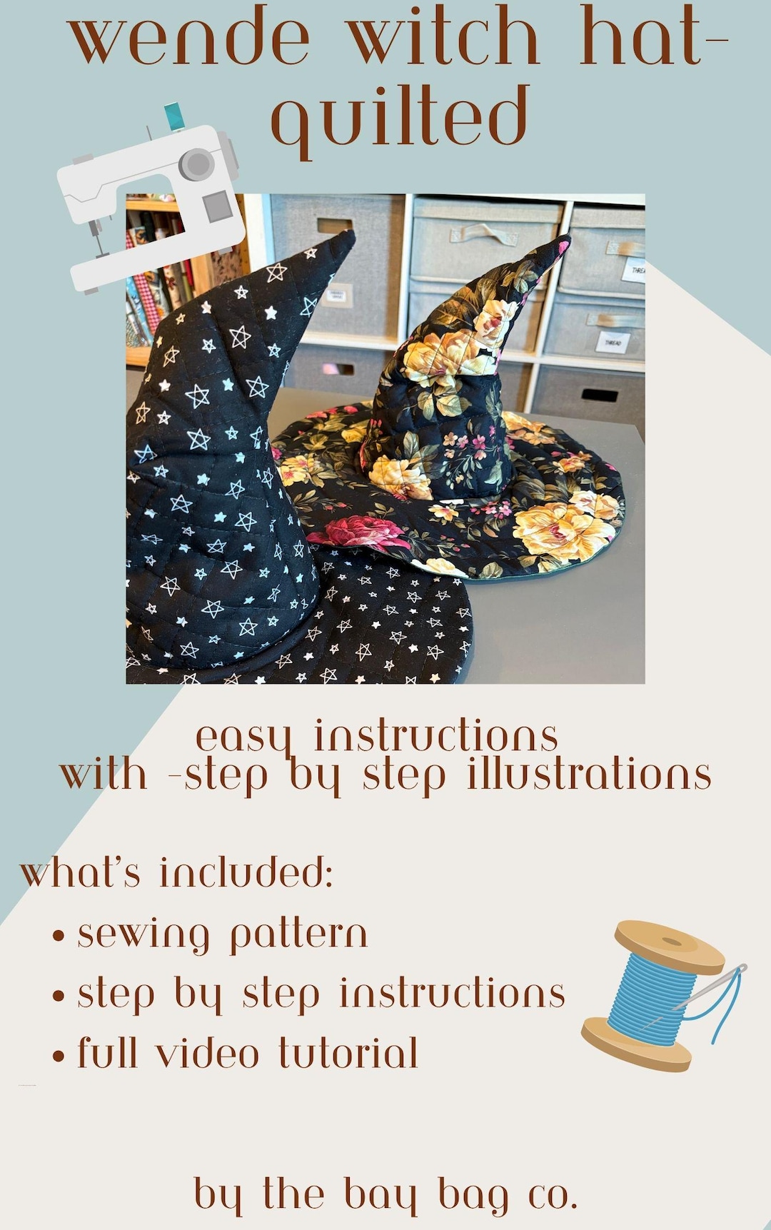 Quilted Wende Witch Hat Sewing Pattern Tutorial PDF Download - Etsy