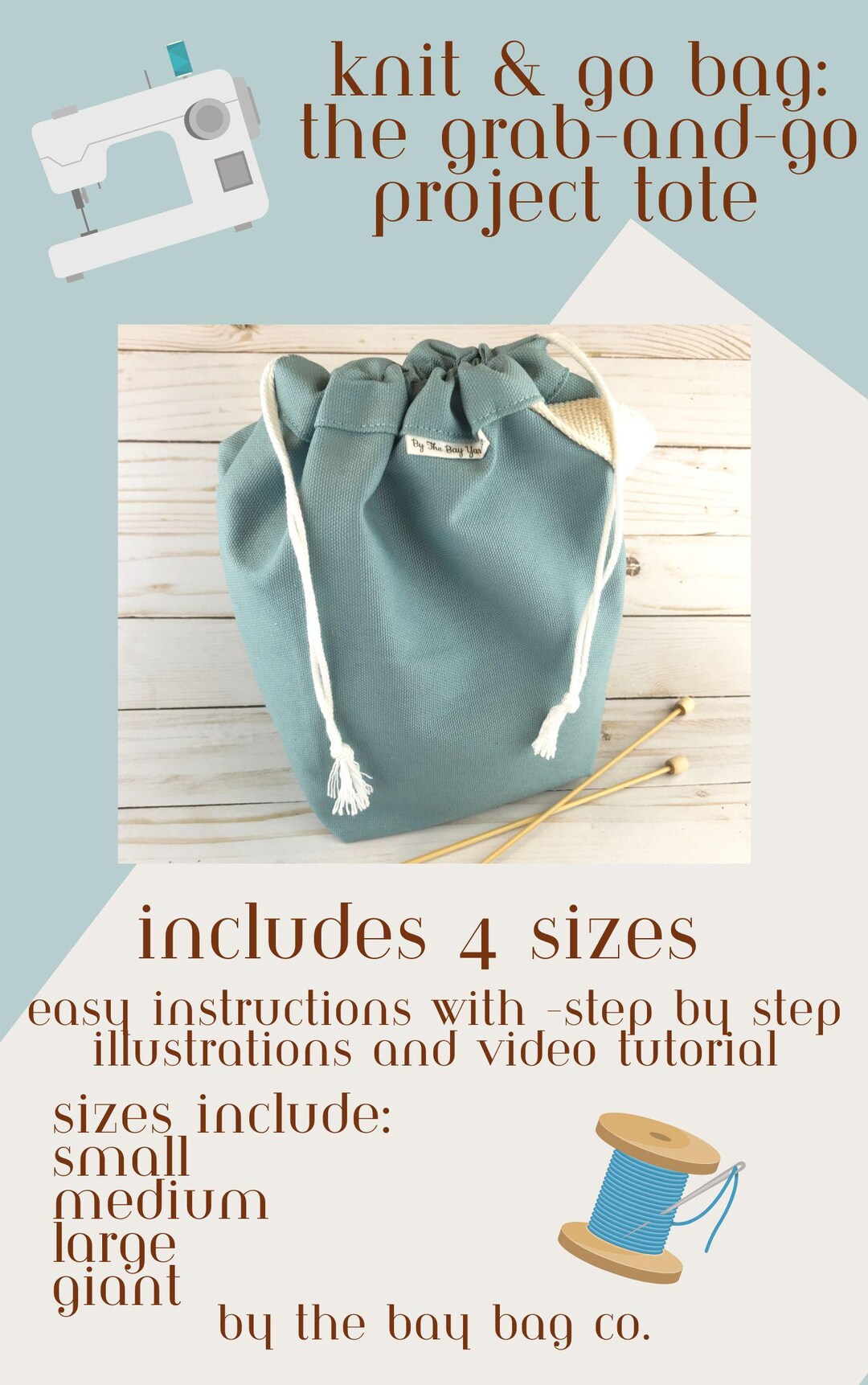 Knit & Go Bag: the Grab-and-go Project Tote - Sewing Pattern Tutorial ...