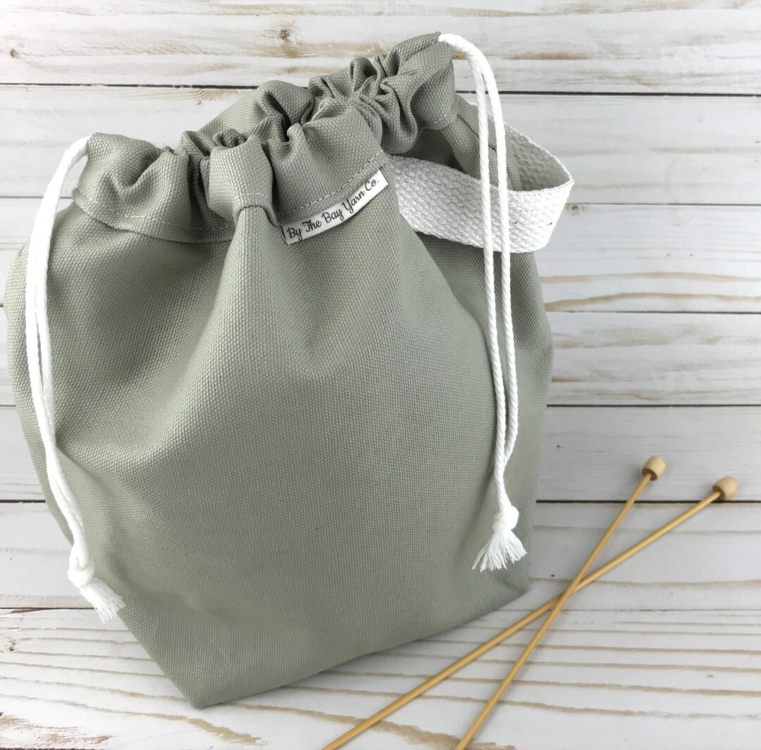 Knitting Project Tote Bag, GRAY, Crochet Project Bag, MEDIUM Canvas ...