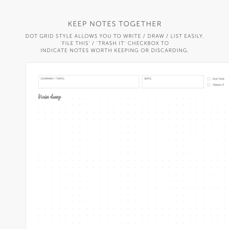 Brain Dump Printable, Notes Printable, Brain Dump Template, Notes Page ...