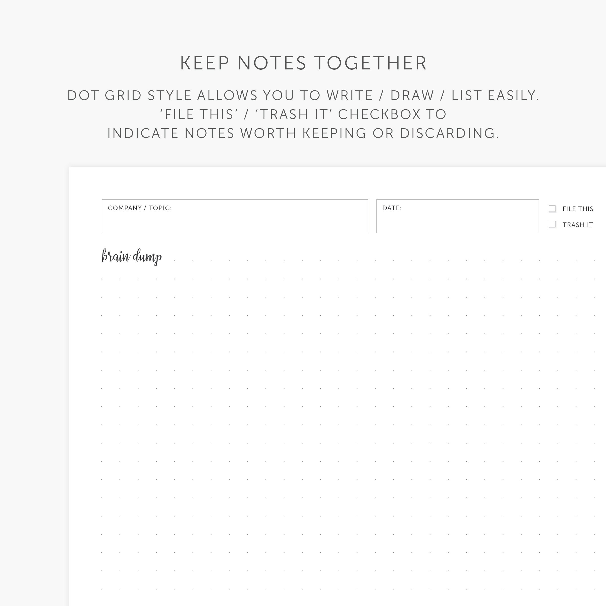 Brain Dump Printable, Notes Printable, Brain Dump Template, Notes Page ...