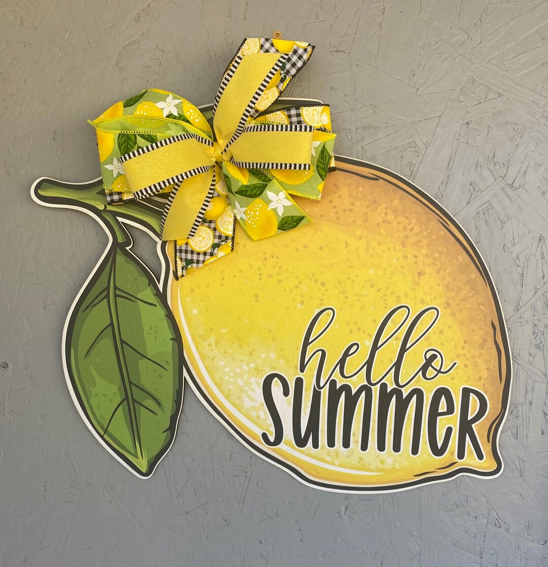 Hello Summer Lemon Door Hanger/summer Front Door Decor/farmhouse Lemon ...