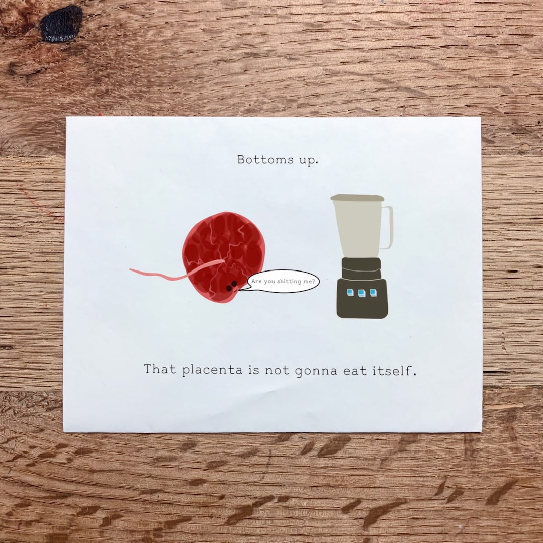 Funny Birth Baby Placenta Card humor New Baby Newborn Eat - Etsy