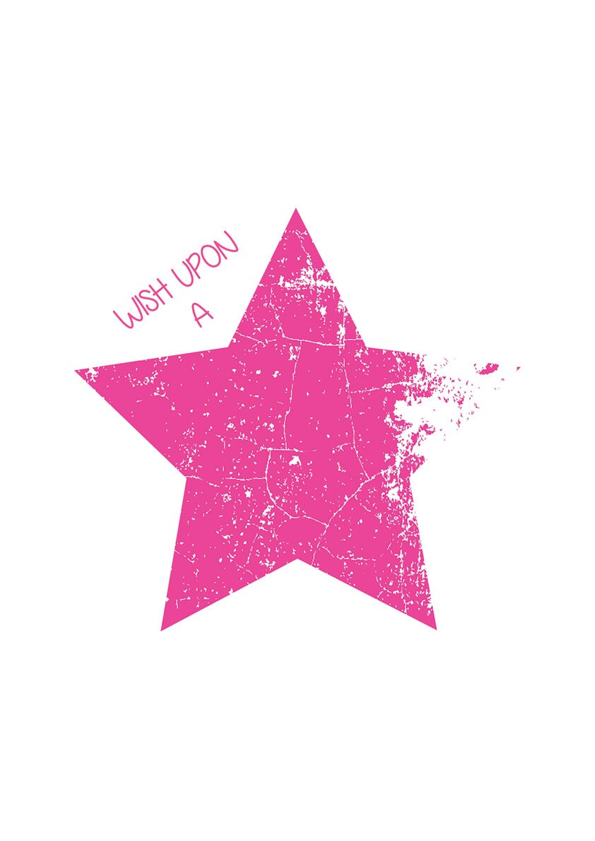 Pink Wish Upon A Star Downloadable Print Wall Art | Etsy