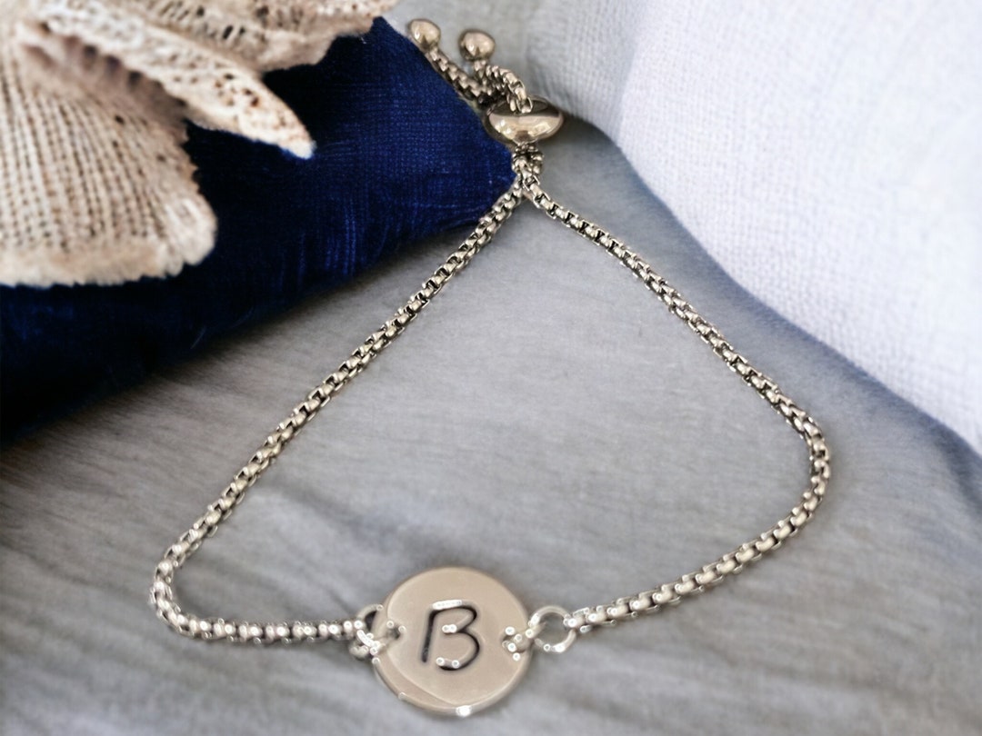 Initial Bracelet, Letter Bracelet, Gold Initial Bracelet, Silver Letter ...