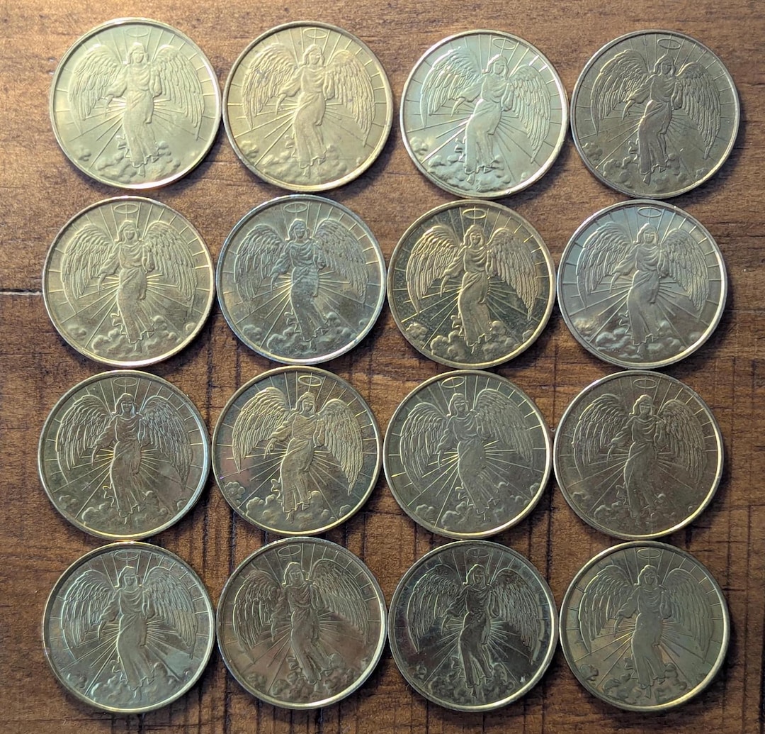 Lot of 16 Pocket Angels Guardian Angel Coins Brass Token Group - Etsy
