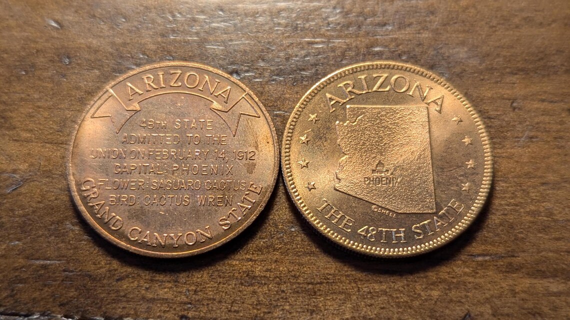 1912 Arizona AZ Grand Canyon Statehood 48th State Commemorative Coin ...