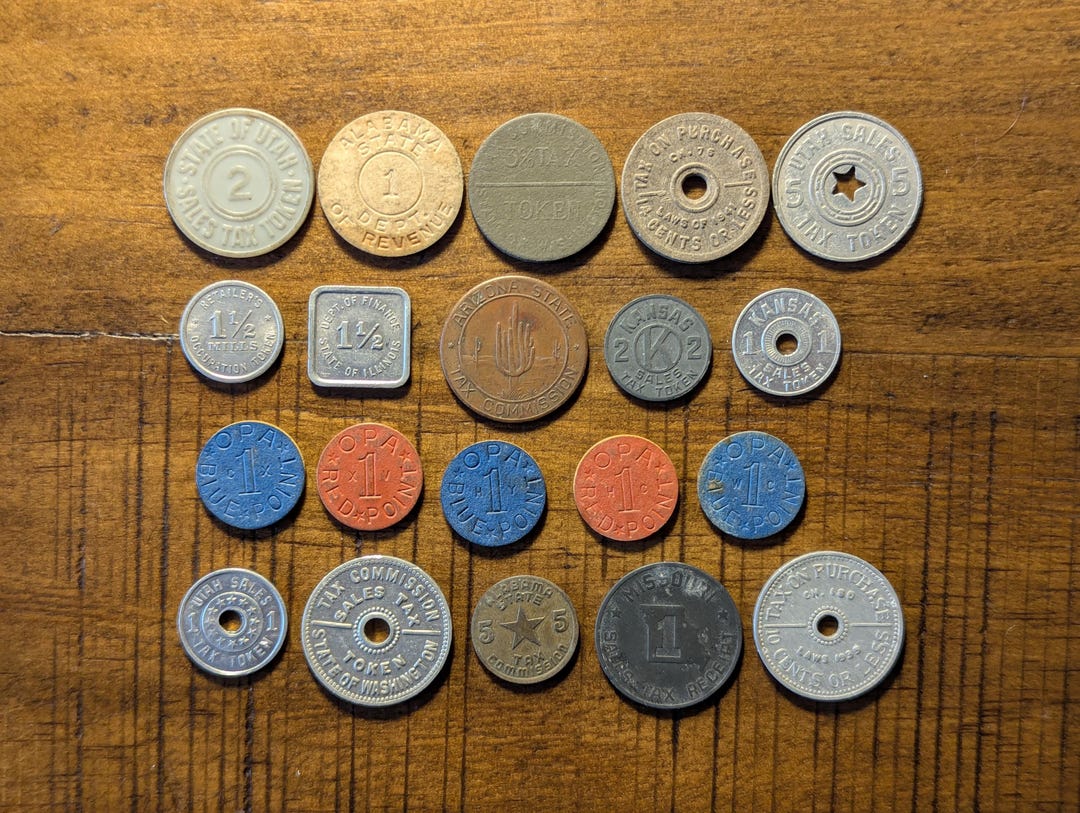 1930's-1940's Mini Tax Token Collection Lot Alabama Arizona Illinois ...