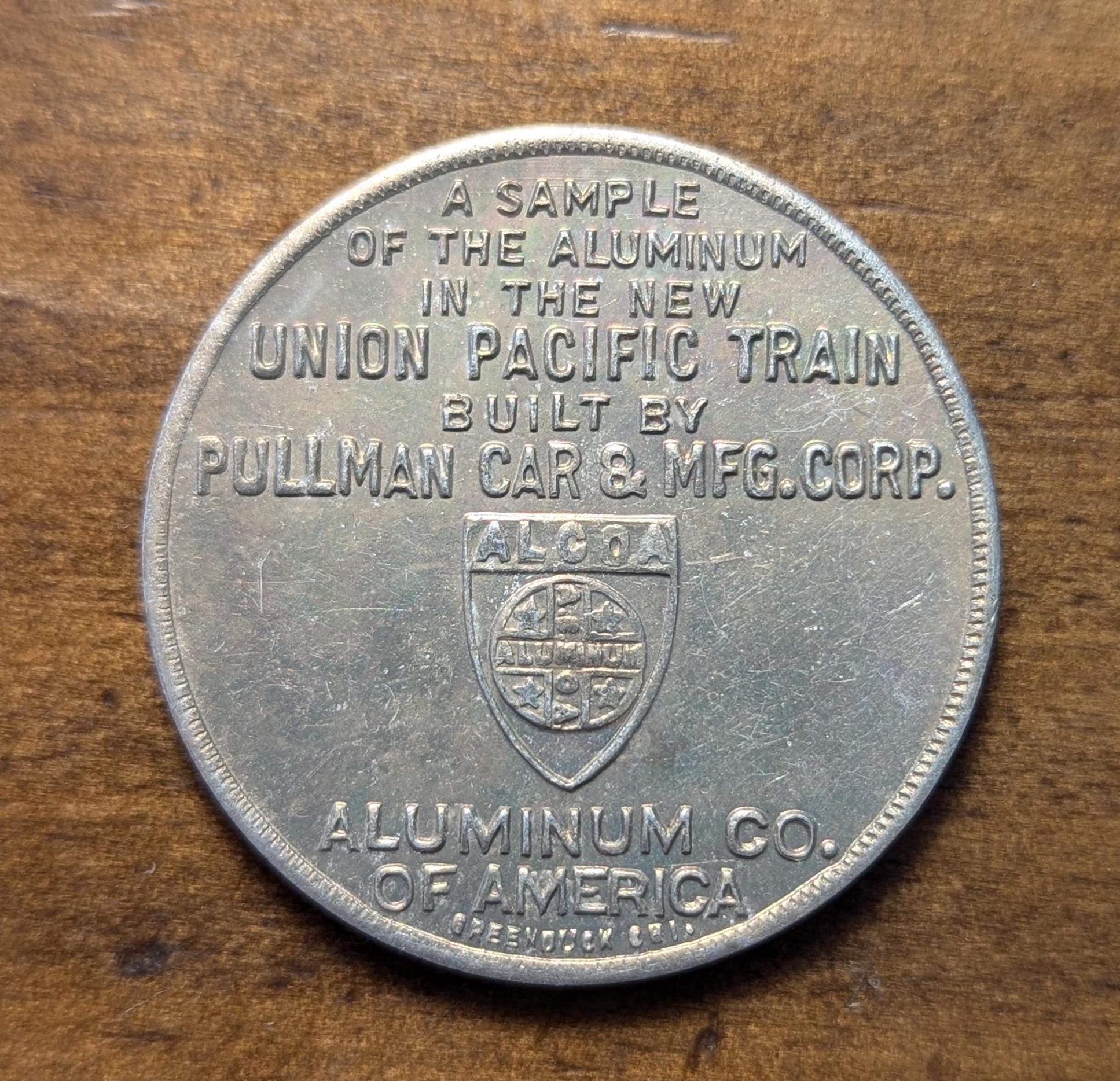 1934 Union Pacific Railroad UPRR Lucky Piece Alcoa Aluminum Pullman Car ...