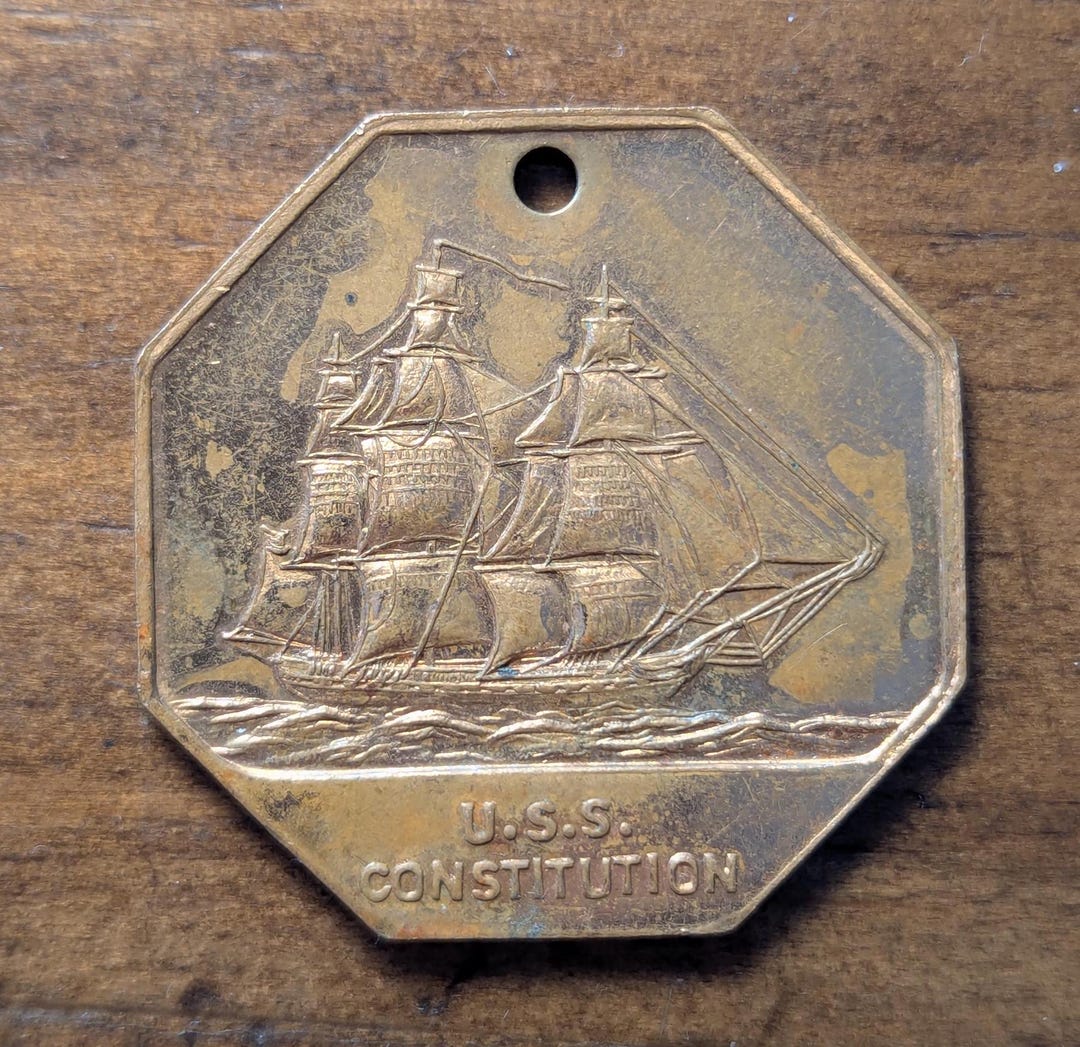 1797 U. S. S. Constitution Old Ironsides Famous US Navy Ship Brass ...