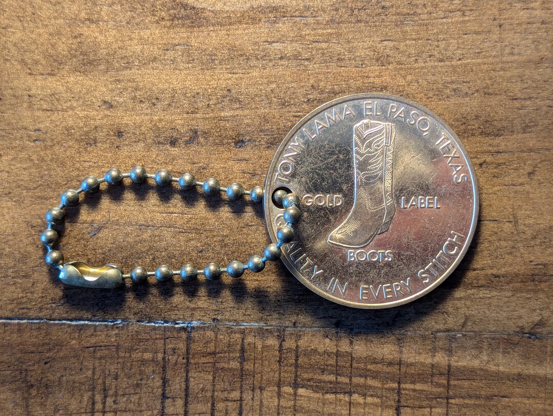 Vintage Tony Lama Medallion Keychain Key Fob With Chain El Paso, Texas ...