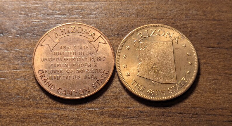 1912 Arizona AZ Grand Canyon Statehood 48th State Commemorative Coin ...