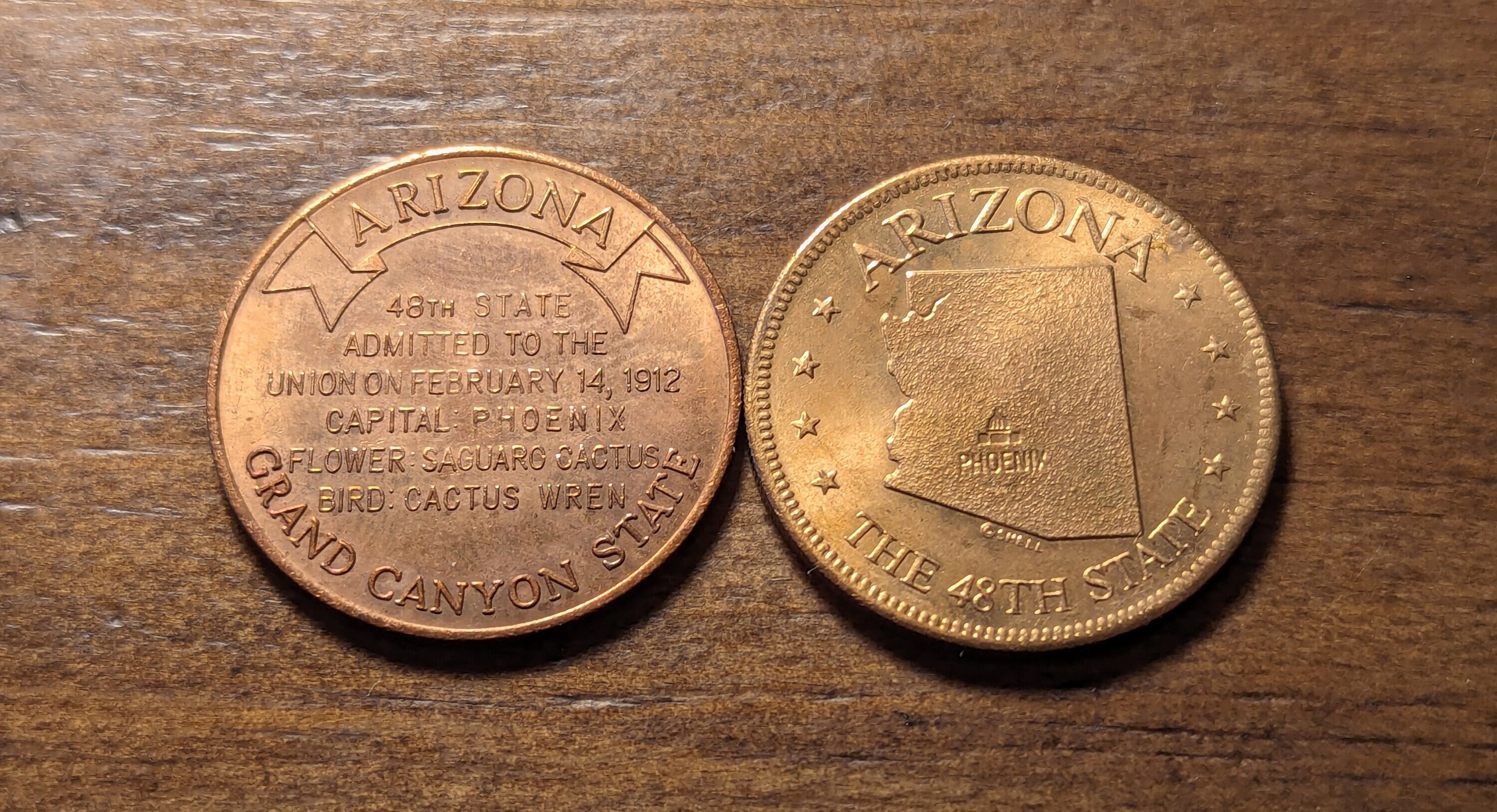 1912 Arizona AZ Grand Canyon Statehood 48th State Commemorative Coin ...