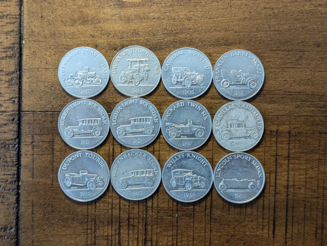 1902-1925 Sunoco Antique Car Series Coin Token Lot of 12 Oldsmobile ...