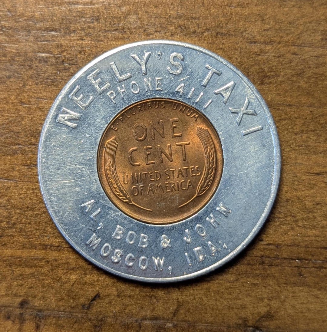 1948 Moscow, Idaho ID Neely's Taxi Transportation Encased Cent Penny ...