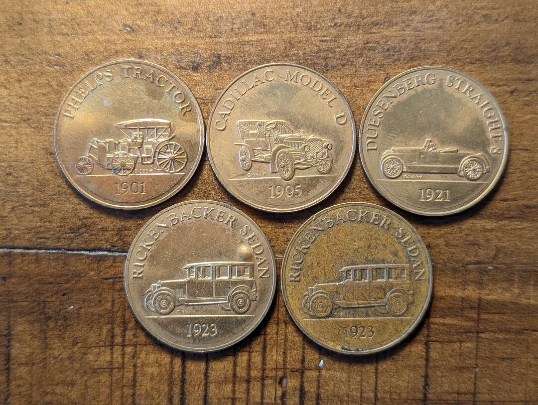 Vintage Automobile Car Collector Coin Token Lot of 5 Phelps Tractor ...
