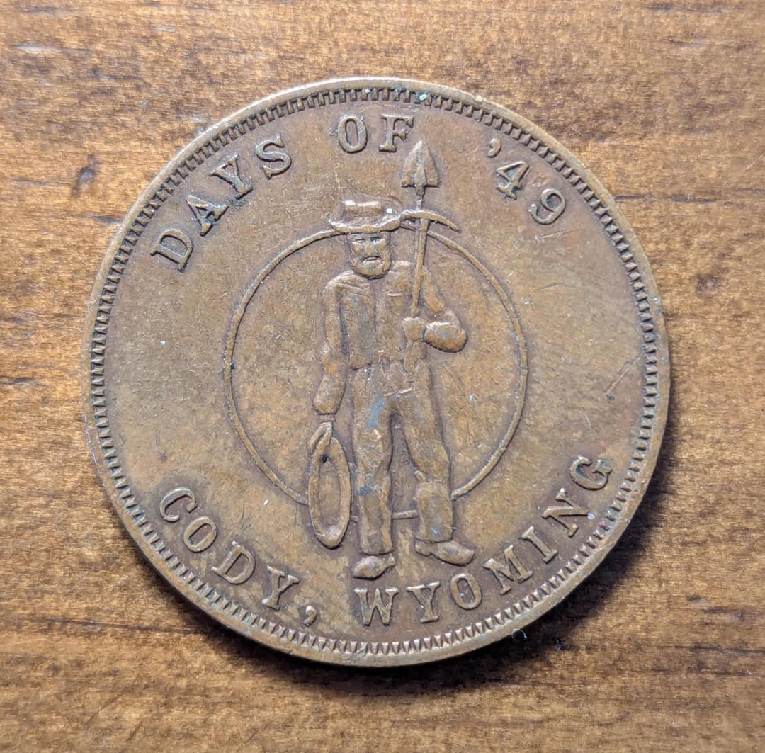 Days of 49 Cody, Wyoming WY Rodeo Gold Miner Horse Pictorial Ten Cents ...