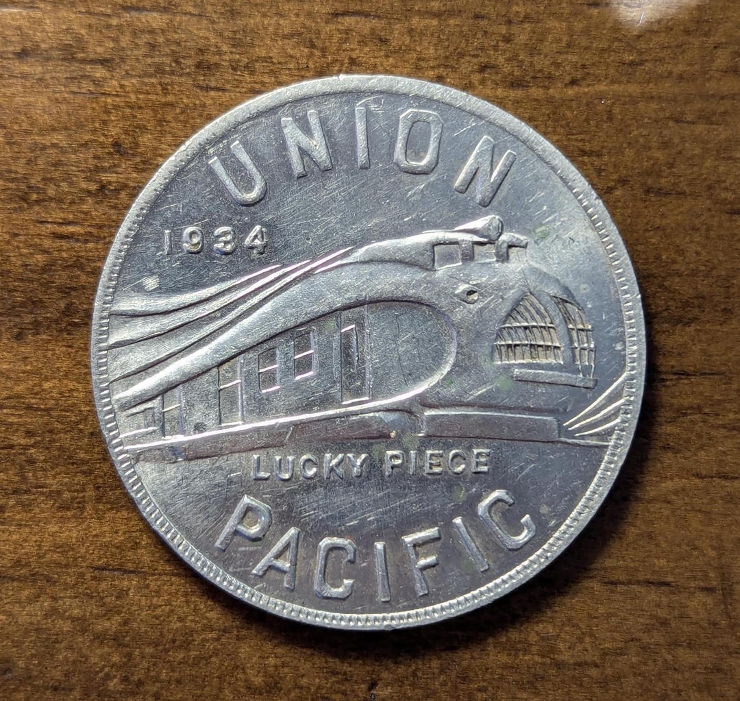 1934 Union Pacific Railroad UPRR Lucky Piece Alcoa Aluminum Pullman Car ...