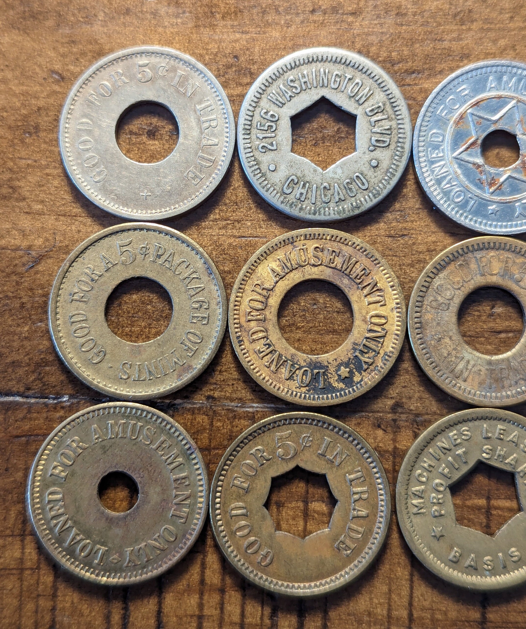 Fifteen Vintage Vending Slot Machine Tokens O. K. Vender Watling Fruit ...