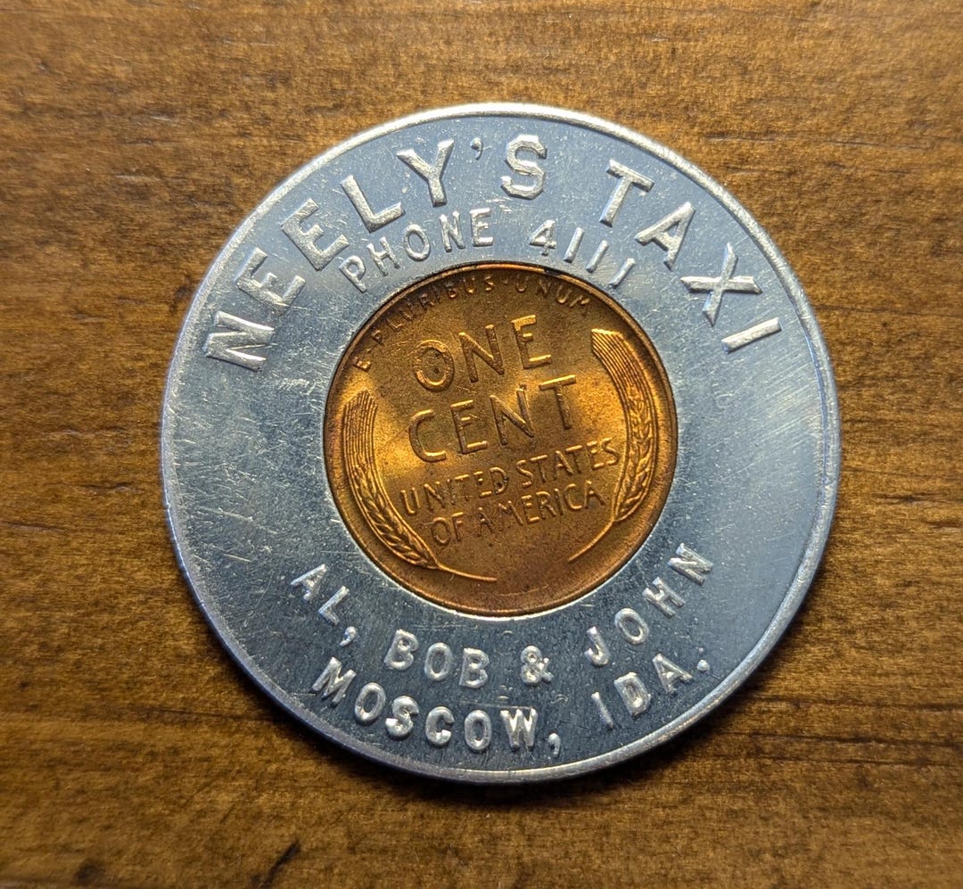1948 Moscow, Idaho ID Neely's Taxi Transportation Encased Cent Penny ...