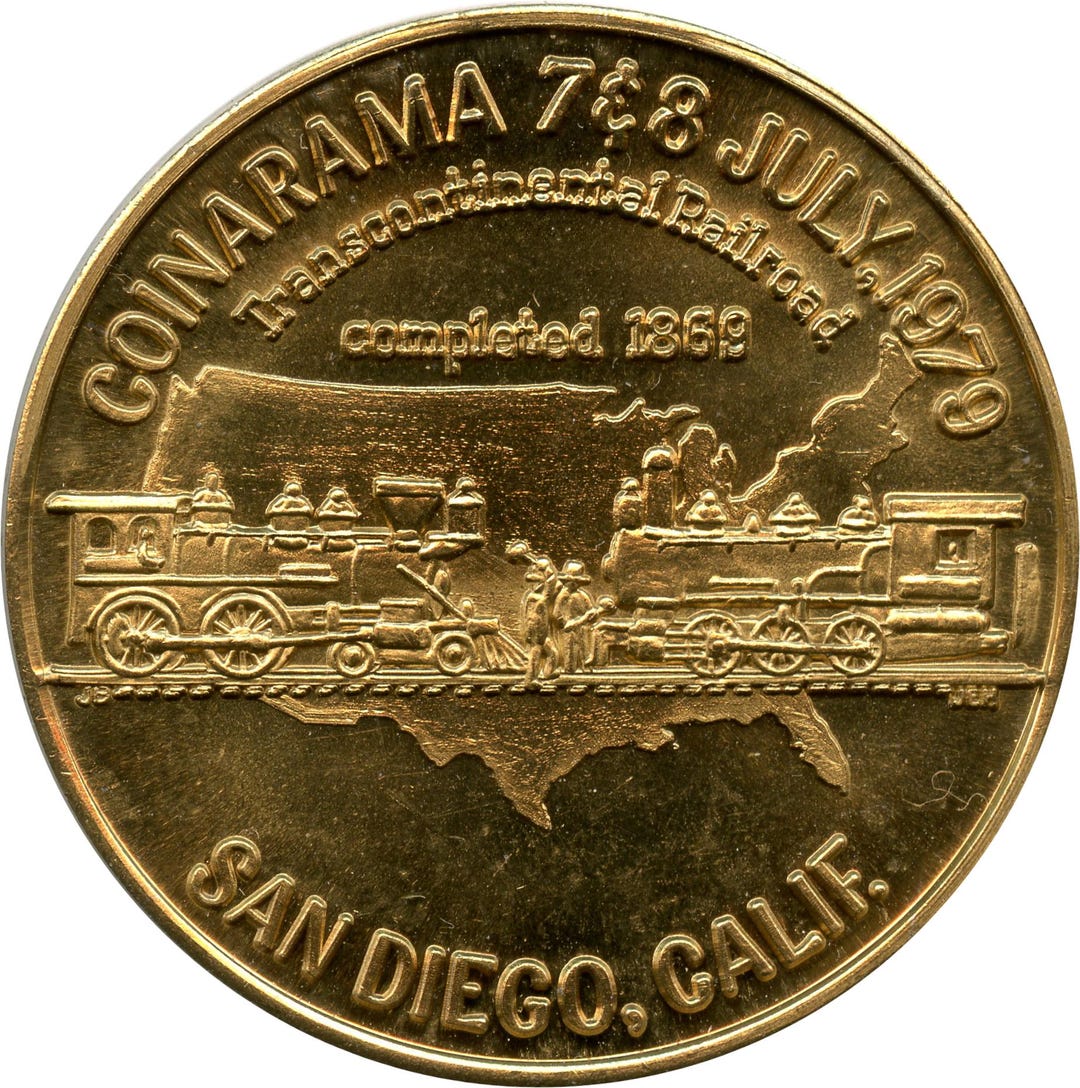 San Diego, California CA Coinarama Transcontinental Railroad Promontory ...