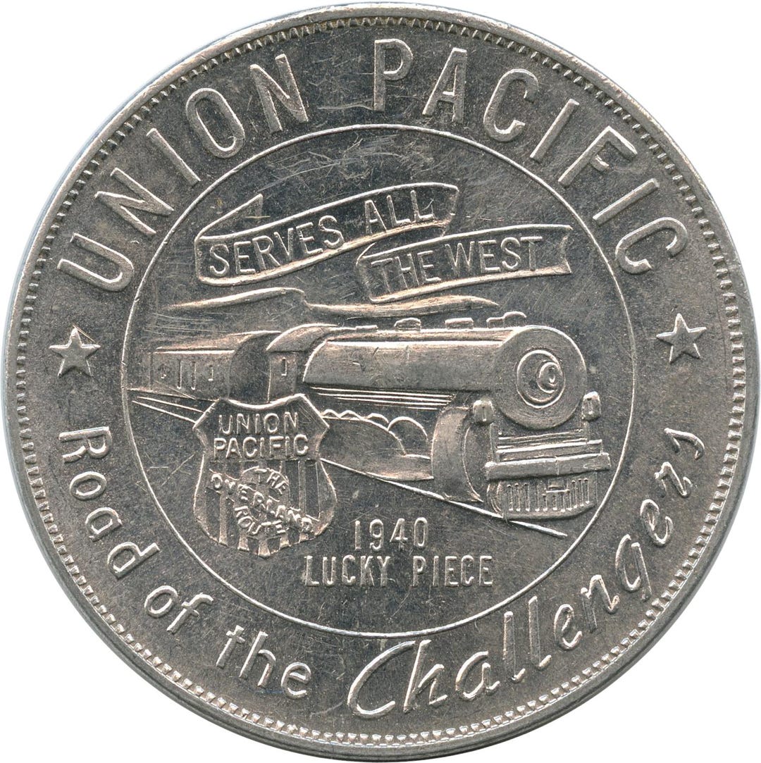 1940 Union Pacific Railroad UPRR Lucky Piece Alcoa Aluminum Train ...
