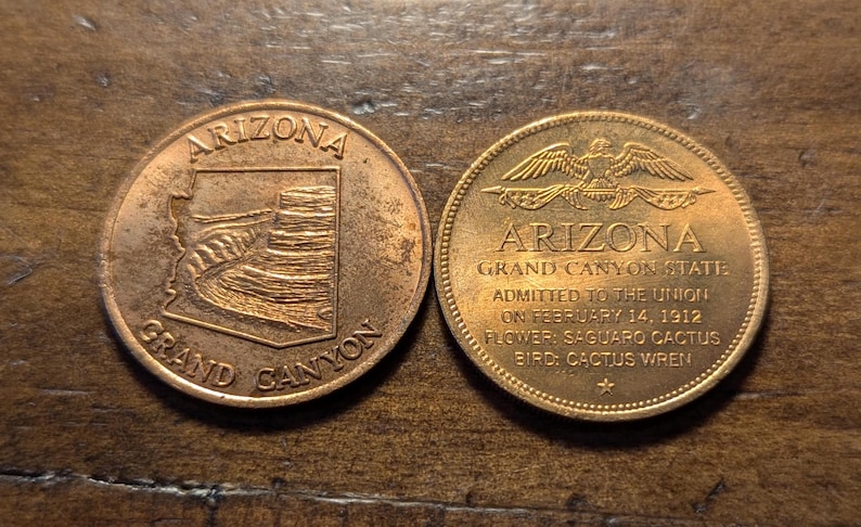1912 Arizona AZ Grand Canyon Statehood 48th State Commemorative Coin ...