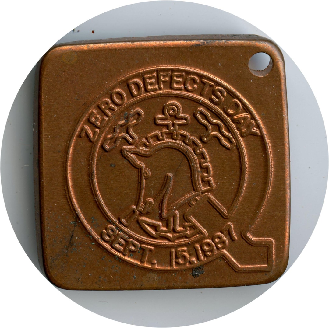 1987 Zero Defects Day Problem Solving Steps Employee Key Fob Tag Medal ...