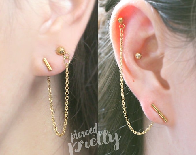 16g 20g Star Conch Chain Earring, Conch Hoop Earring, Helix Earring ...