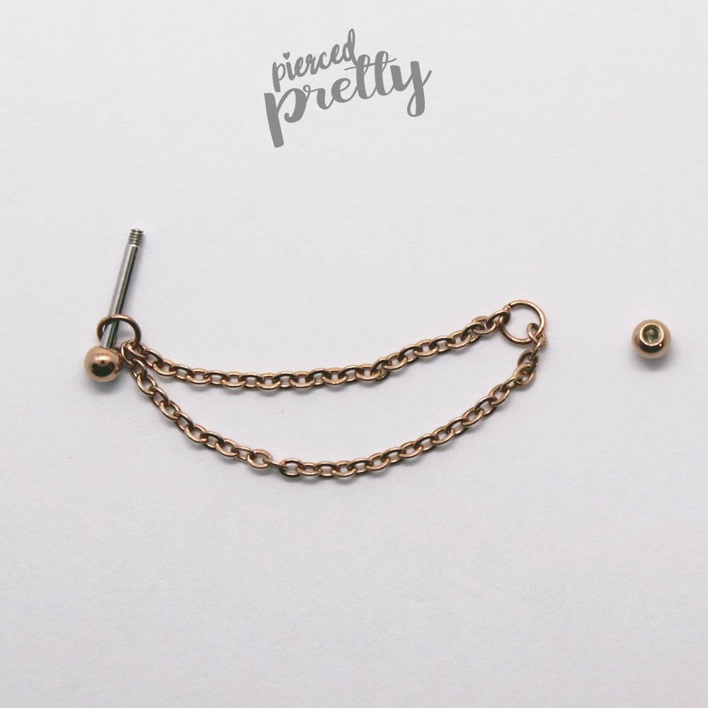 16g Dainty Thin Double Chain Conch Ear Hoop Chain Cartilage - Etsy