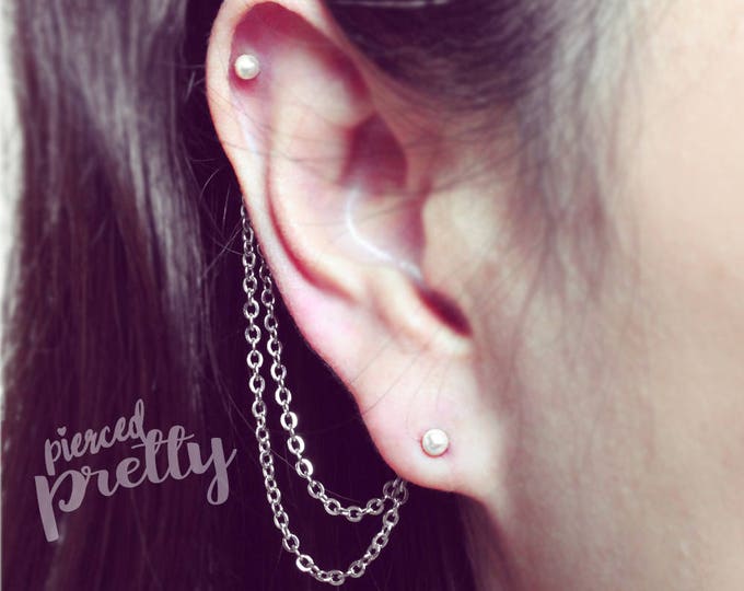 16g 20g Star Conch Chain Earring, Conch Hoop Earring, Helix Earring ...