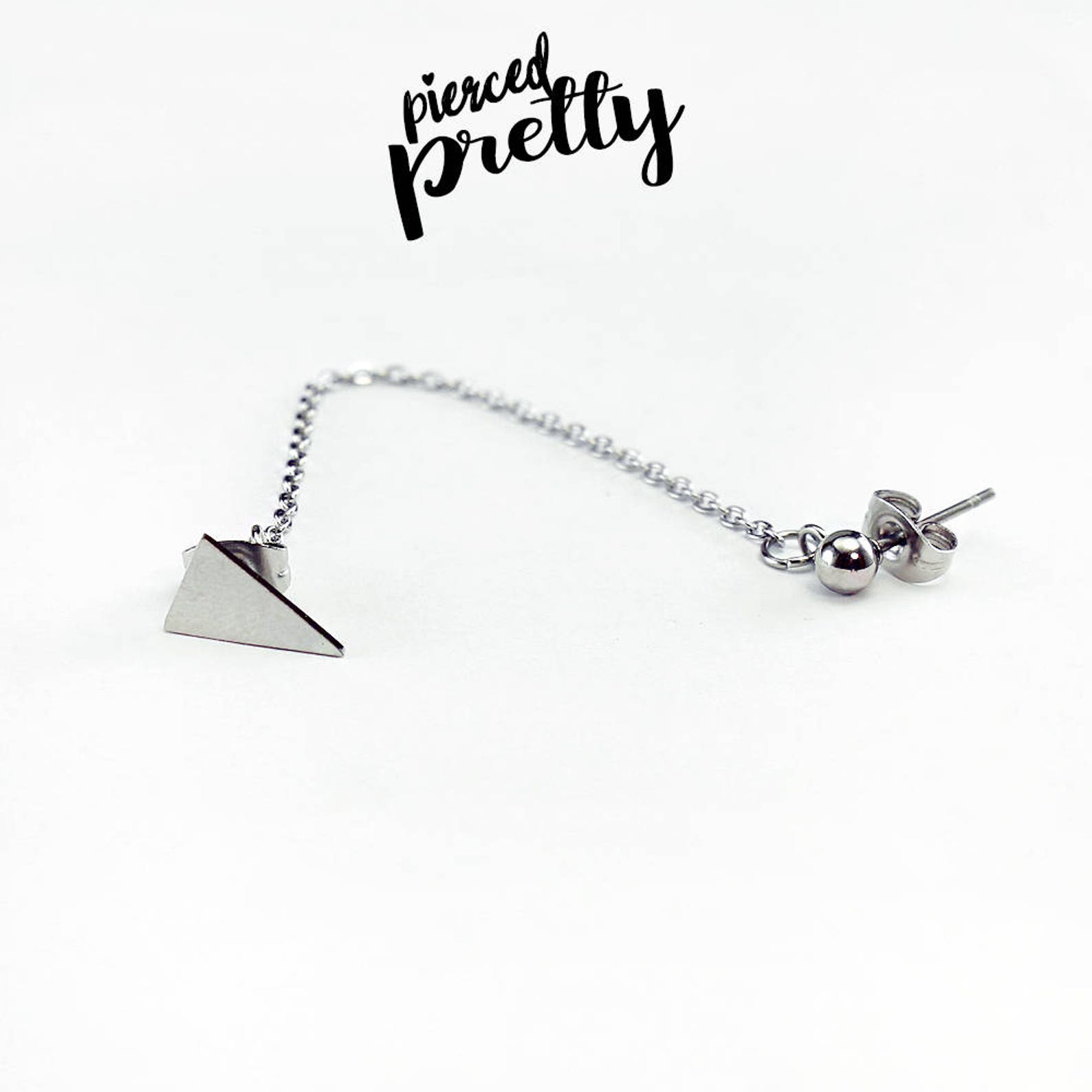 16g 20g Triangle Helix to Lobe Chain Earring 316L Surgical - Etsy