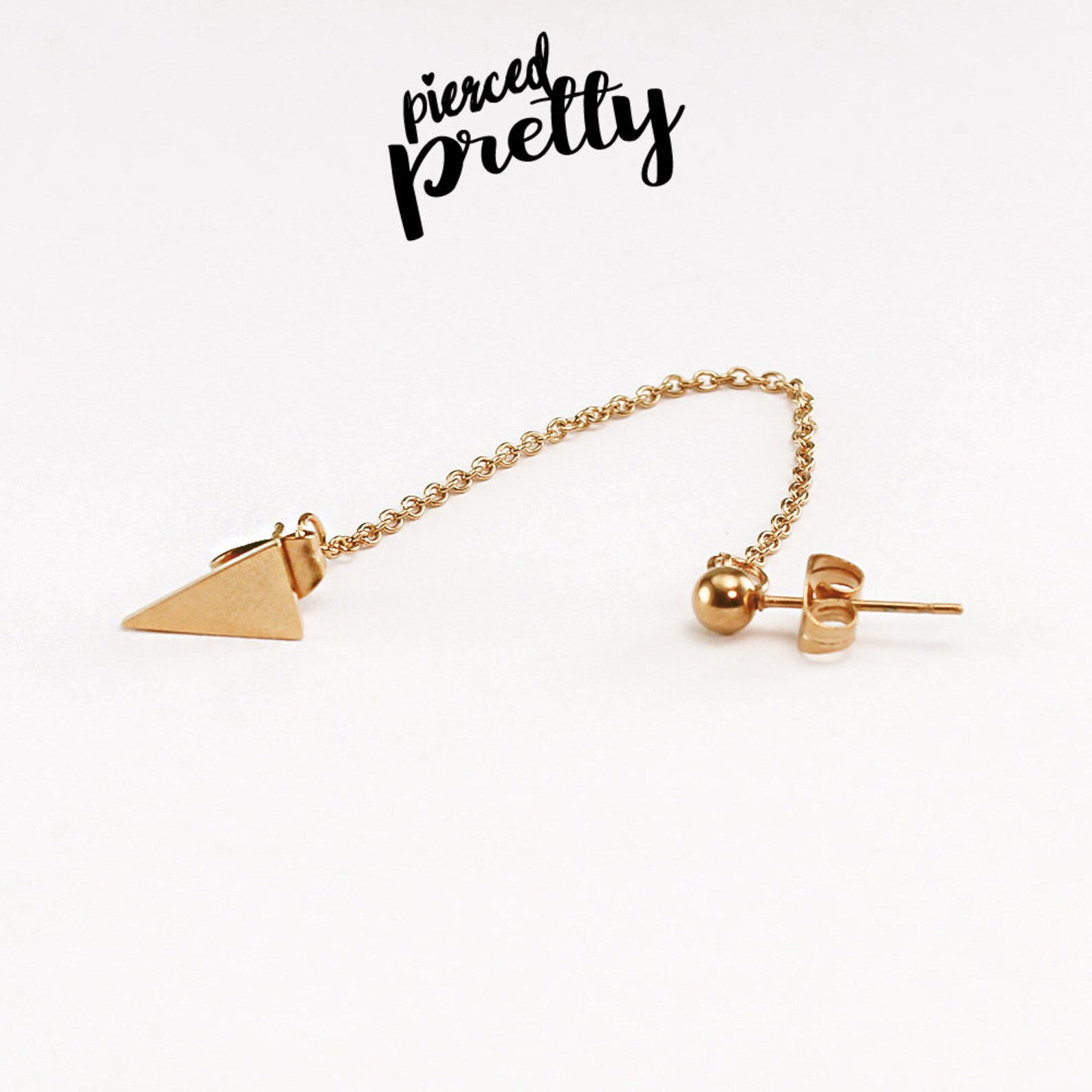 16g 20g Triangle Helix to Lobe Chain Earring 316L Surgical - Etsy