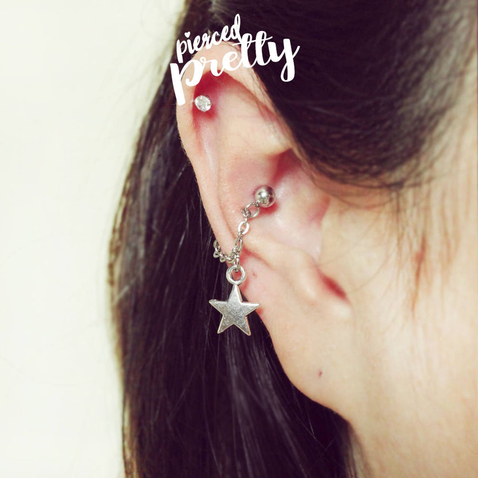 16g 20g Star Conch Chain Earring Conch Hoop Earring Helix - Etsy